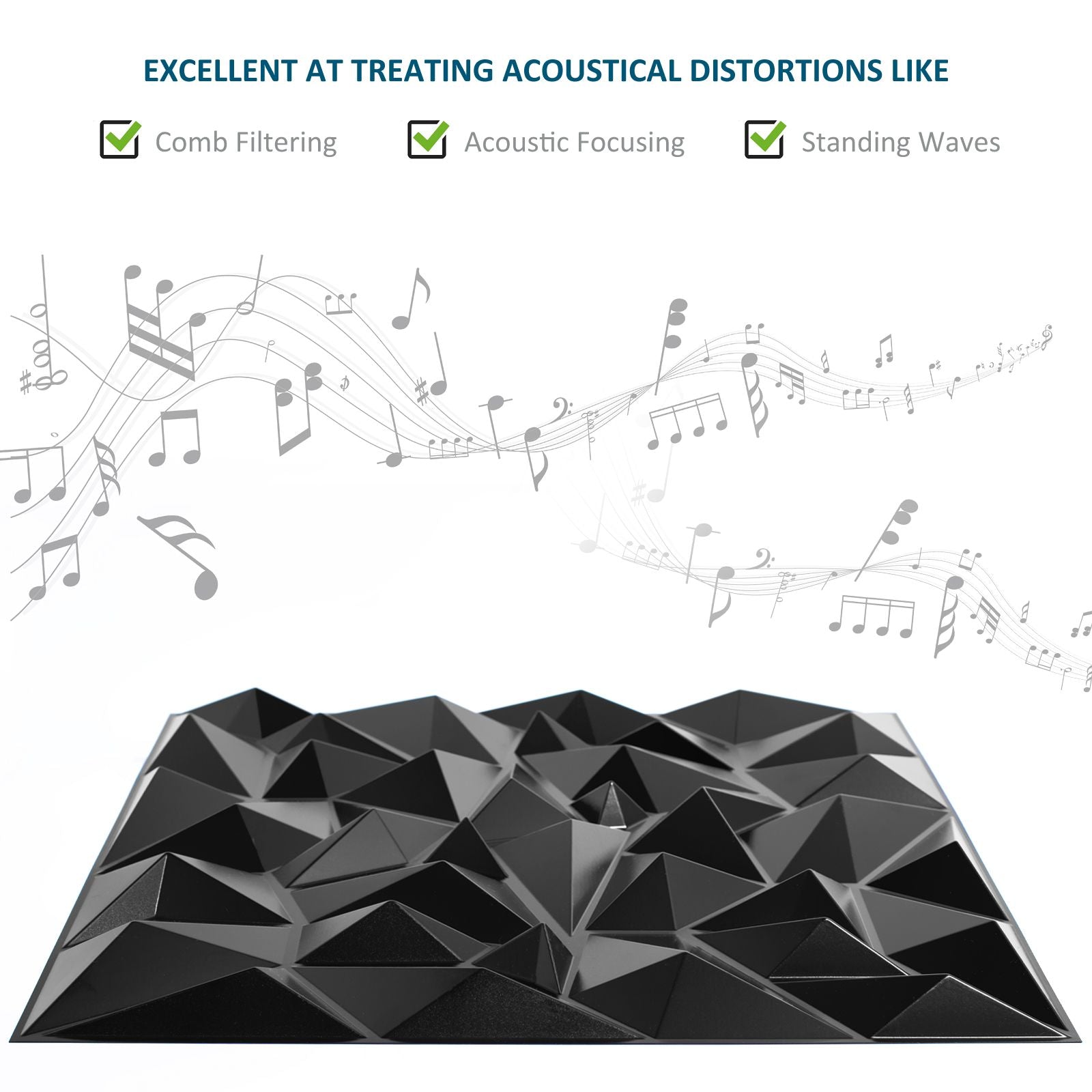 PVC Acoustic Sound Diffuser Panels - 19.7 X 19.7 X 1 inches Pack of 12 ...