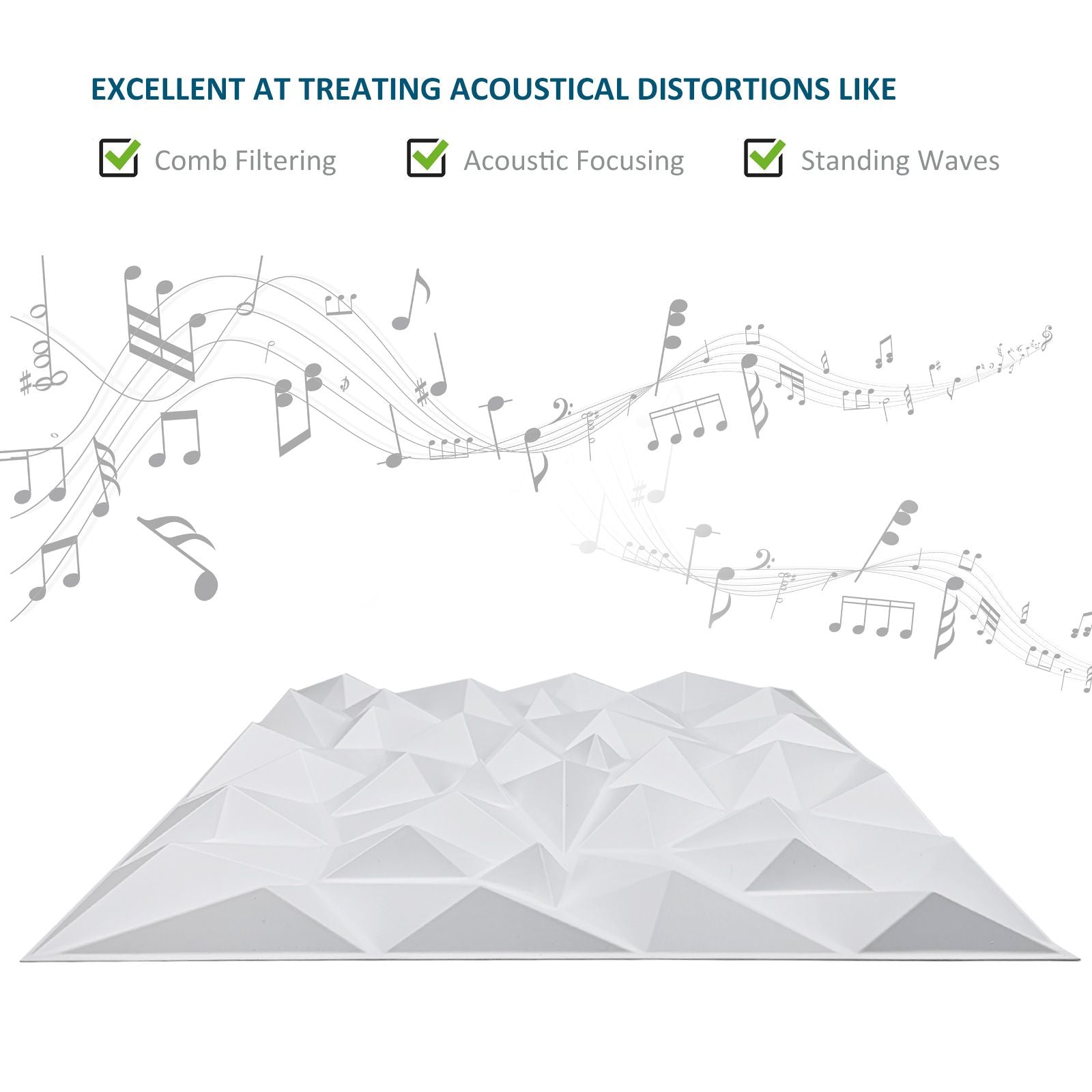 PVC Acoustic Sound Diffuser Panels - 19.7 X 19.7 X 1 inches Pack of 12 ...