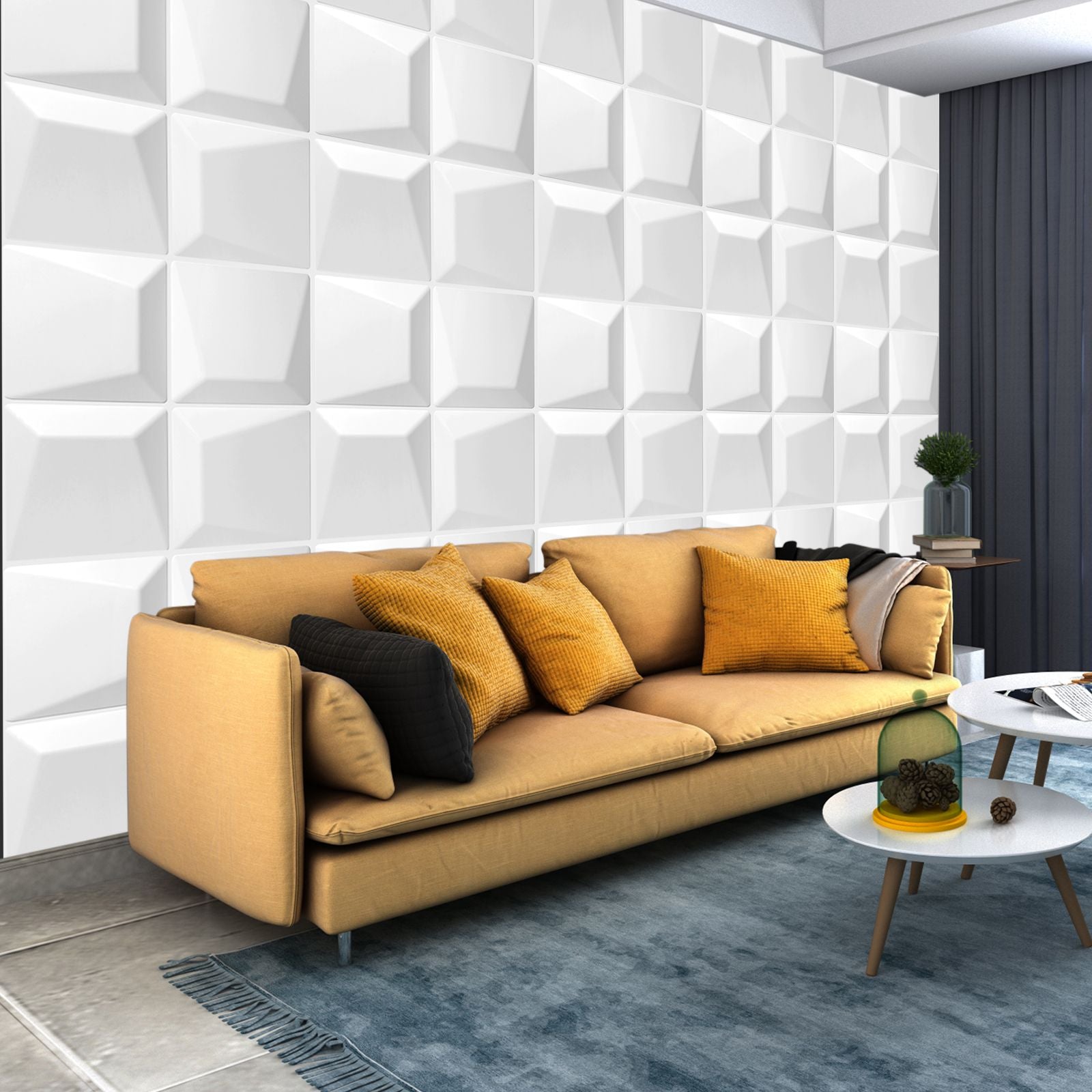 PVC Acoustic Sound Diffuser Panels - 19.7 X 19.7 X 1 inches Pack of 12 ...