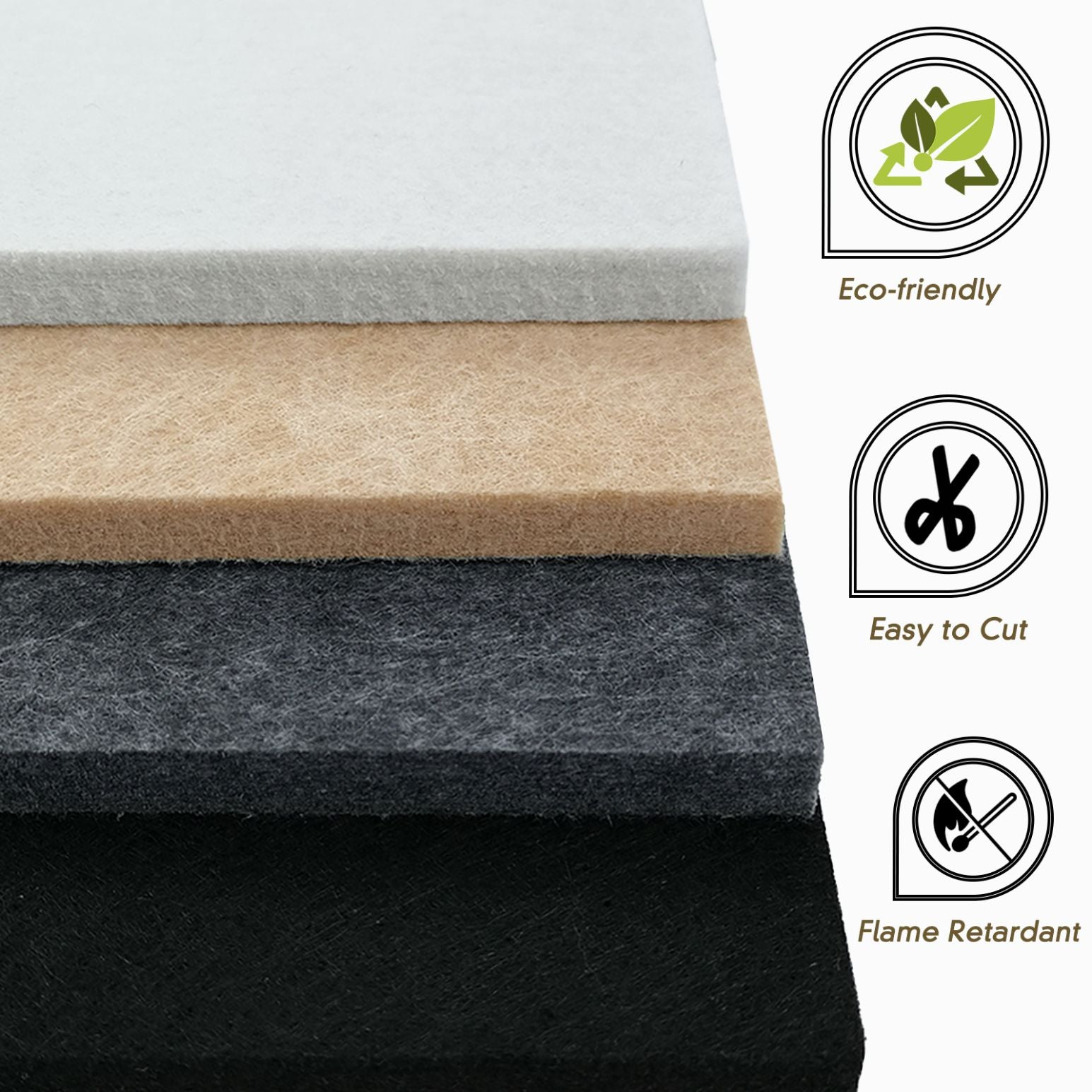 Dense Thickened Polyester Fiber Acoustic Panel - Pack of 6, Two Sizes ...