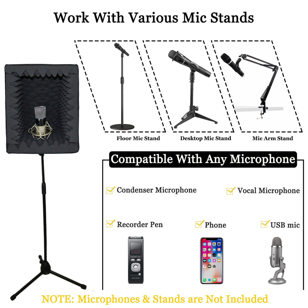 TroyStudio Portable Recording Vocal Booth - Large, Foldable, Stand Mou ...