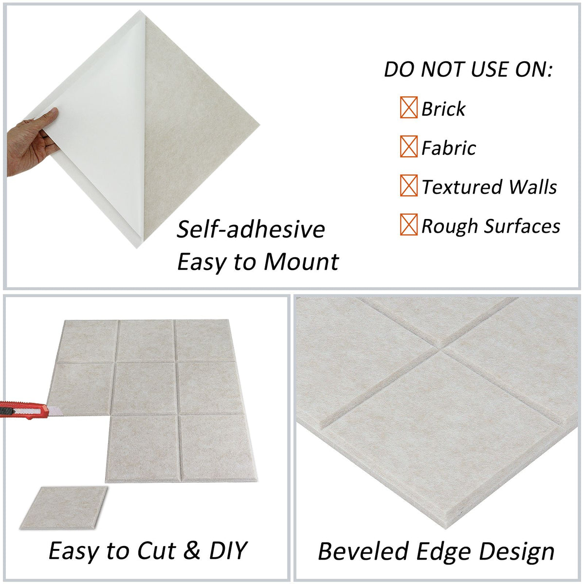 Polyester Fiber Sound Absorber - 16 Pack Self-adhesive 12 X 12 X 0.4 I ...