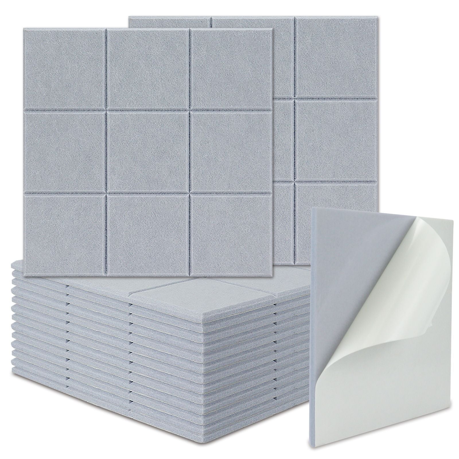 Polyester Fiber Sound Absorber - 16 Pack Self-adhesive 12 X 12 X 0.4 I ...